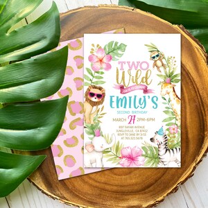 EDITABLE Two Wild Safari Jungle Animal Table Place Card Wild - Etsy