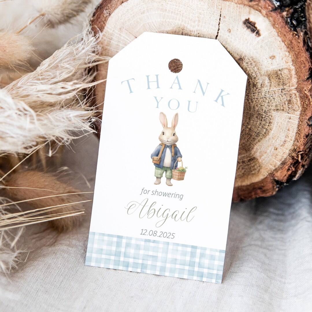 Editable A Little Bunny is on the Way Baby Shower Thank You Favor Tag ...