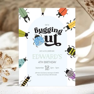 Editable We're Bugging Out Birthday Invitation - Insect Nature Outdoor ...