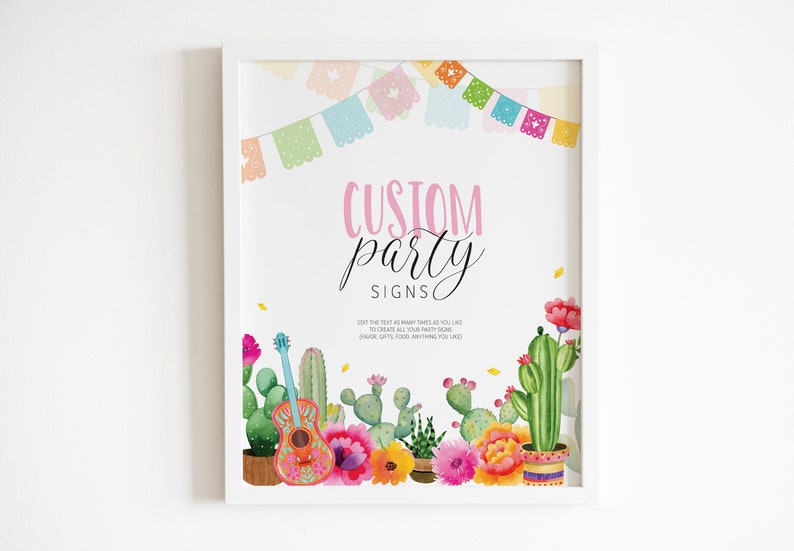 EDITABLE First Fiesta Poster - Summer Watercolor Mexican Cactus Fiesta ...