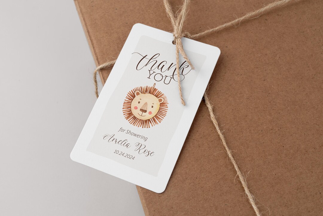 EDITABLE Boho Lion Baby Shower Thank You Gift Tag - Bohemian Lion King ...