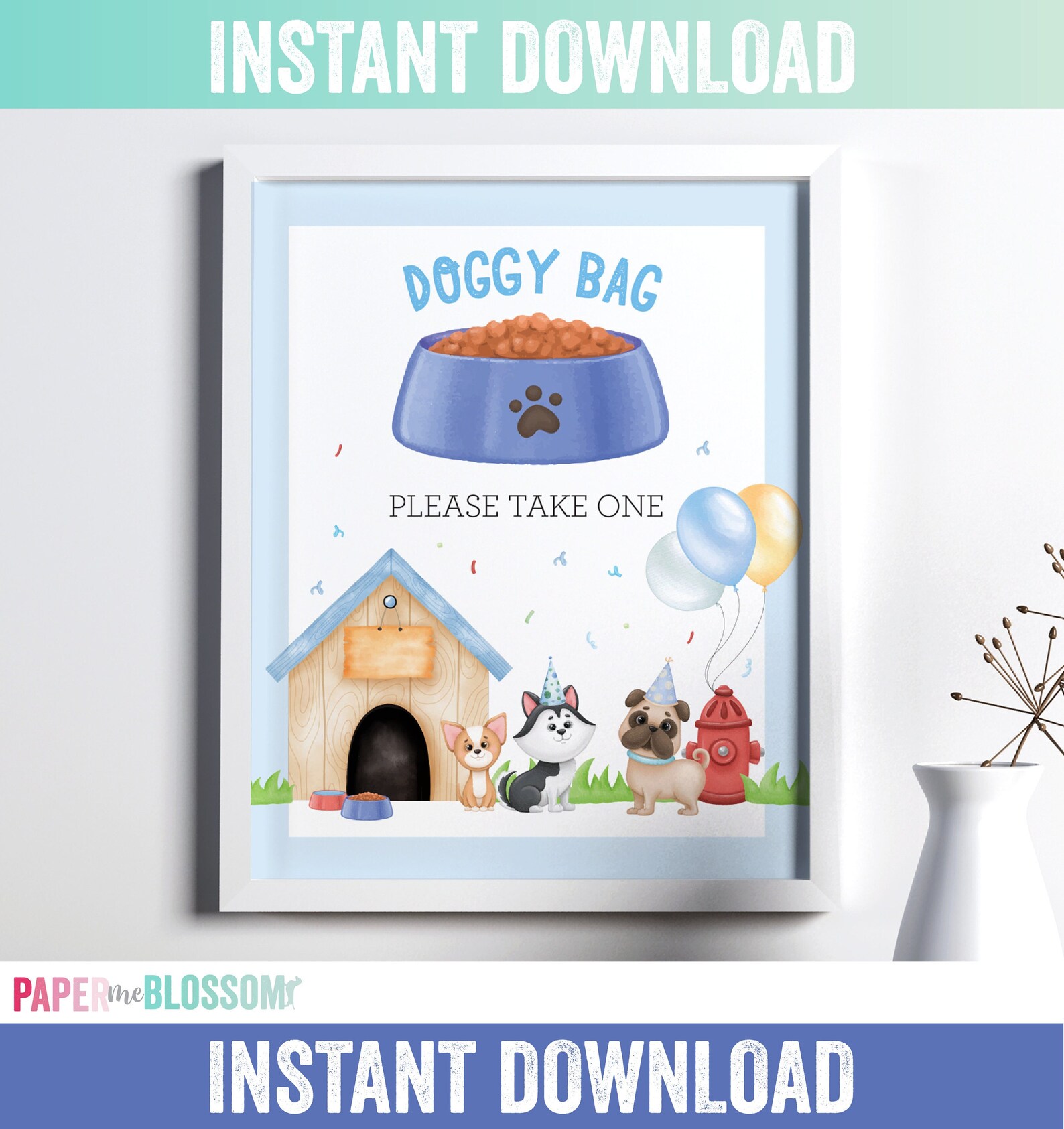 PRINTABLE Come Sit Stay Puppy Paw-ty Doggy Bag Sign Boy Dog - Etsy