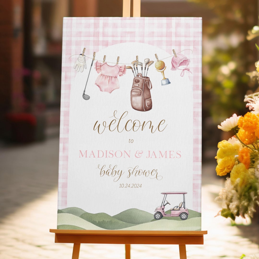 EDITABLE A Little Putter is on the Way Baby Shower Welcome Poster - Let ...