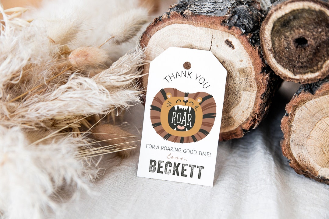 EDITABLE Roar Lion Birthday Favor Thank You Gift Tag - Big Cat Lion ...