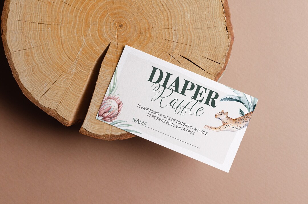 Editable African Wild Animals Baby Shower Diaper Raffle - Gender ...