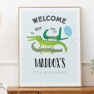Editable Oh Snap Alligator Reptile Birthday Welcome Sign - Chomp Chomp ...