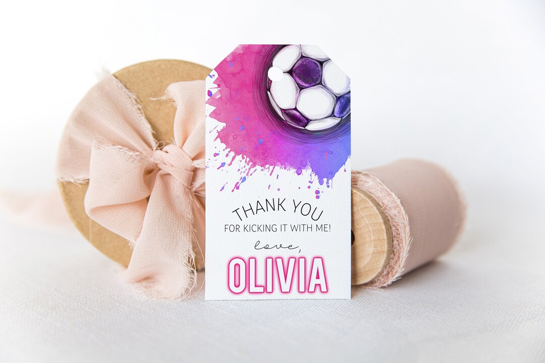 EDITABLE S Soccer Ball Girl Birthday Favor Thank You Gift Tag - Sports ...