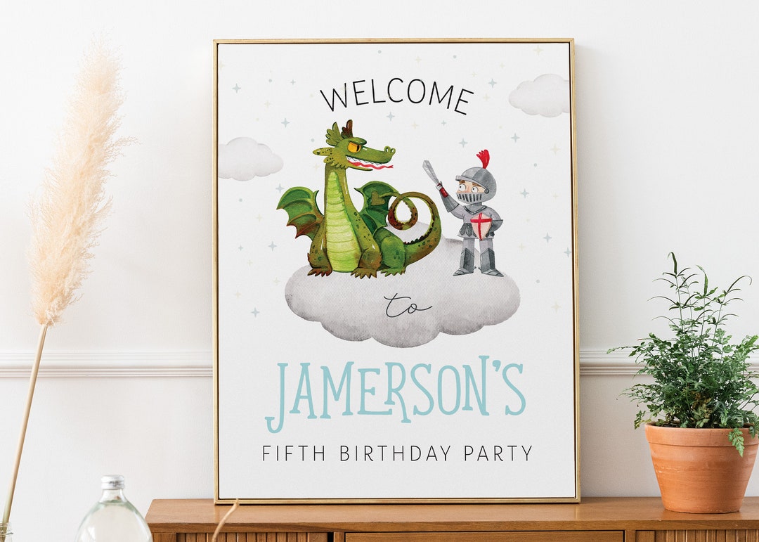 EDITABLE Calling All Knights and Dragons Birthday Welcome Poster - Sir ...