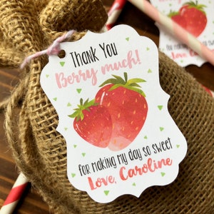 12 Strawberry Farm Picking CUSTOM Birthday Favor Tags - Berry Sweet ...