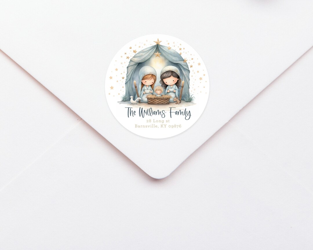 15 Custom Christmas Nativity Baby Jesus Envelope Return Label ...