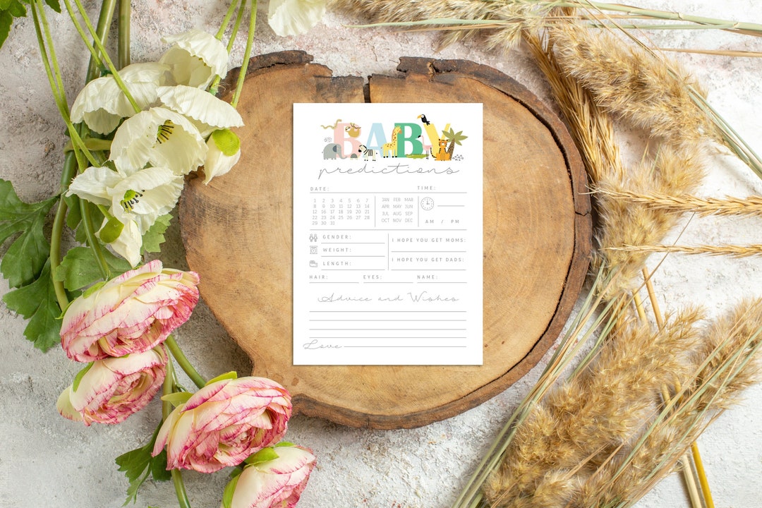 Editable Wild Safari Jungle Baby Predictions Shower Card/baby Shower ...