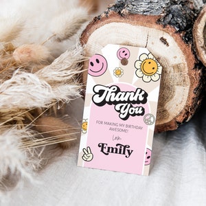 Editable Two Groovy Retro Pink Smiley Face Birthday Invitation - Retro ...