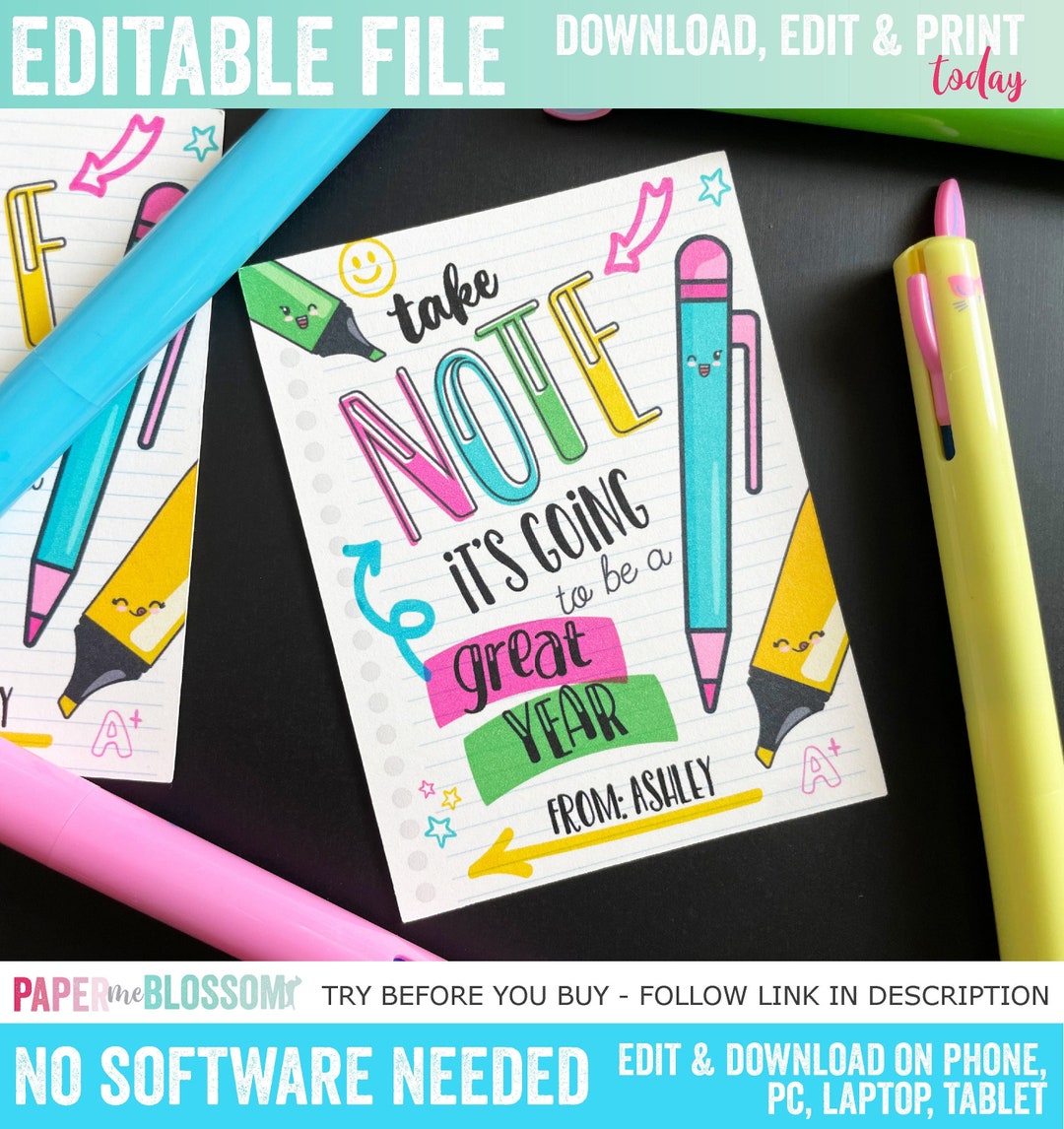 EDITABLE First Day of School Kids Gift Tag/back to School for Teacher ...