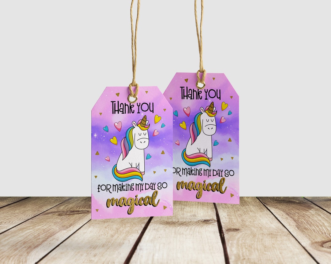 Magical Unicorn Birthday Favor Thank You Gift Tag - 2x3 DIY Printable ...