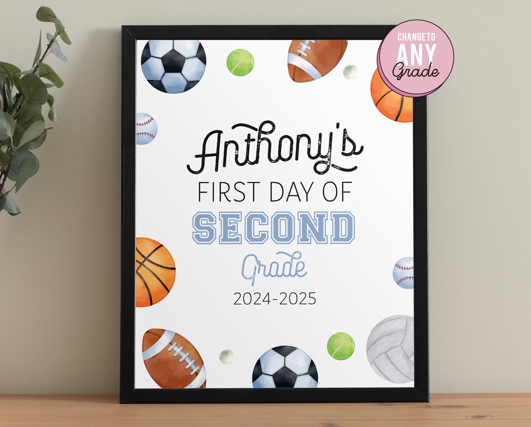 EDITABLE First Day of School Sports Balls Sign ANY GRADE - Back to ...