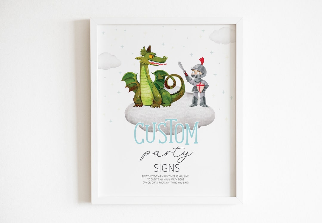 EDITABLE Calling All Knights and Dragons Birthday Custom Sign - Sir ...