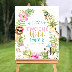 EDITABLE Two Wild Safari Jungle Animal Table Place Card Wild - Etsy