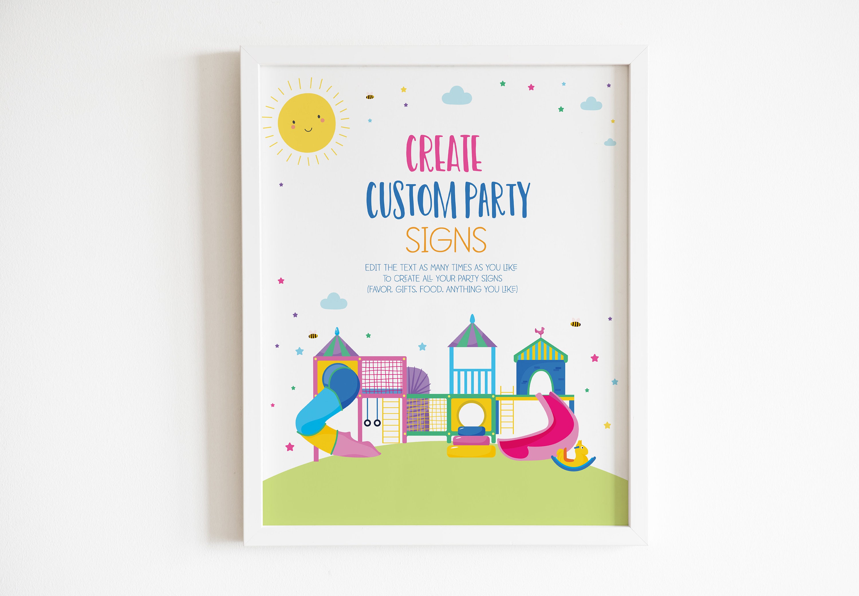 Editable Run, Slide, Climb and Come and Play Playground Birthday ...