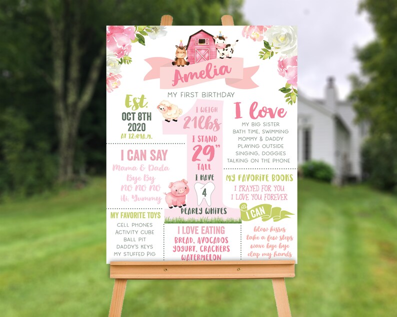 Editable Farm Floral Farm Animal Barnyard Birthday Party | Etsy