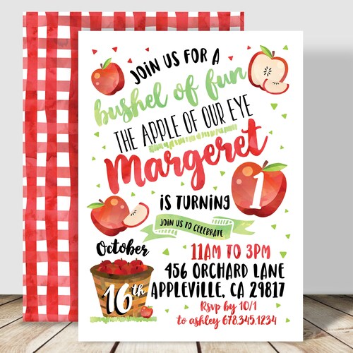 Apple Picking Birthday Party Printable PDF Invitation 5x7 - Etsy