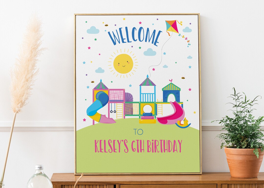 Editable Run, Slide, Climb and Come and Play Playground Birthday ...