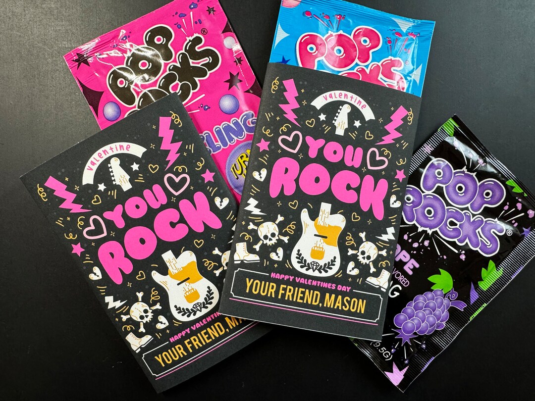 EDITABLE You Rock Valentines Day Kids Gift Tag - Valentines Pop Candy ...