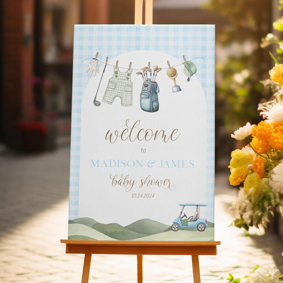 EDITABLE A Little Putter is on the Way Baby Shower Welcome Poster - Let ...