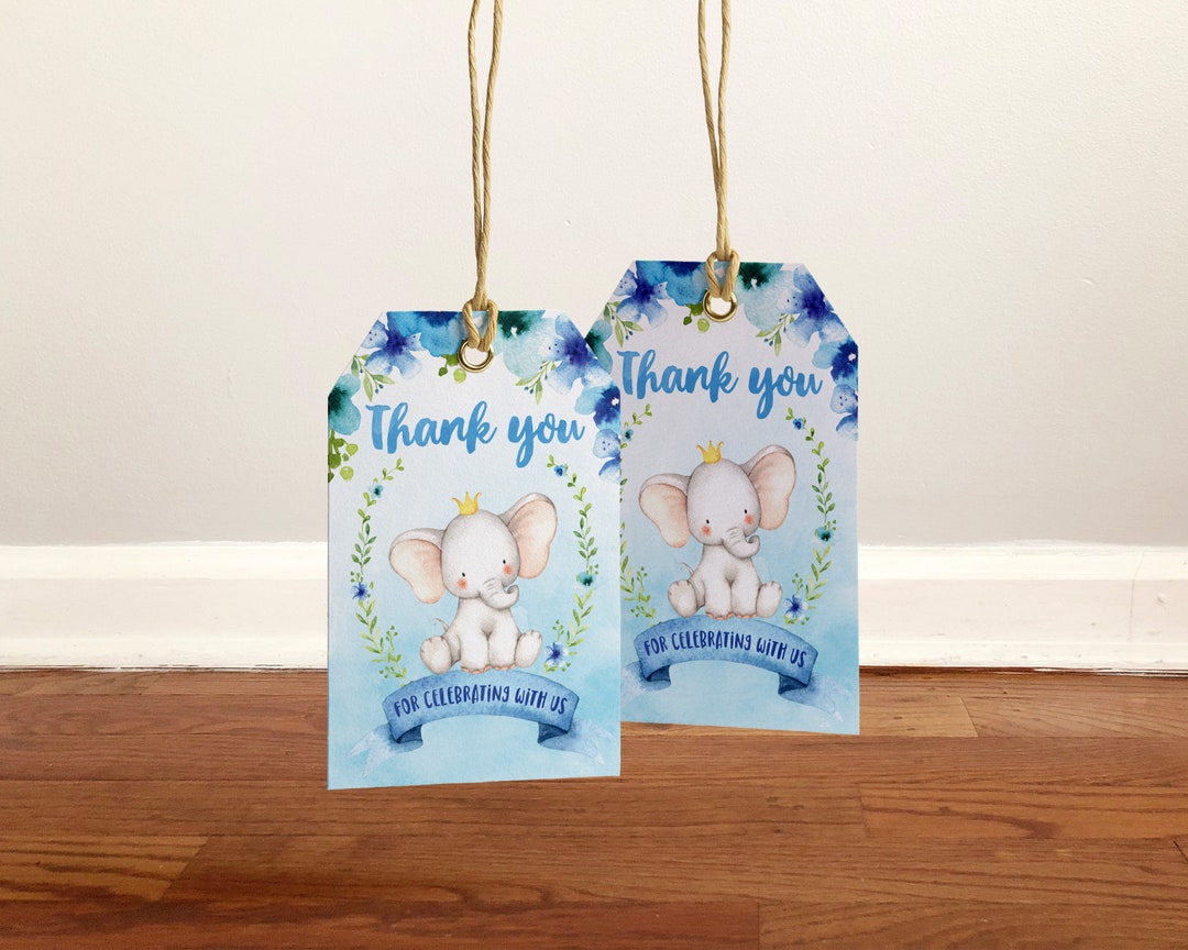 A Little Peanut is on the Way Boy Elephant Baby Shower Thank You Favor ...