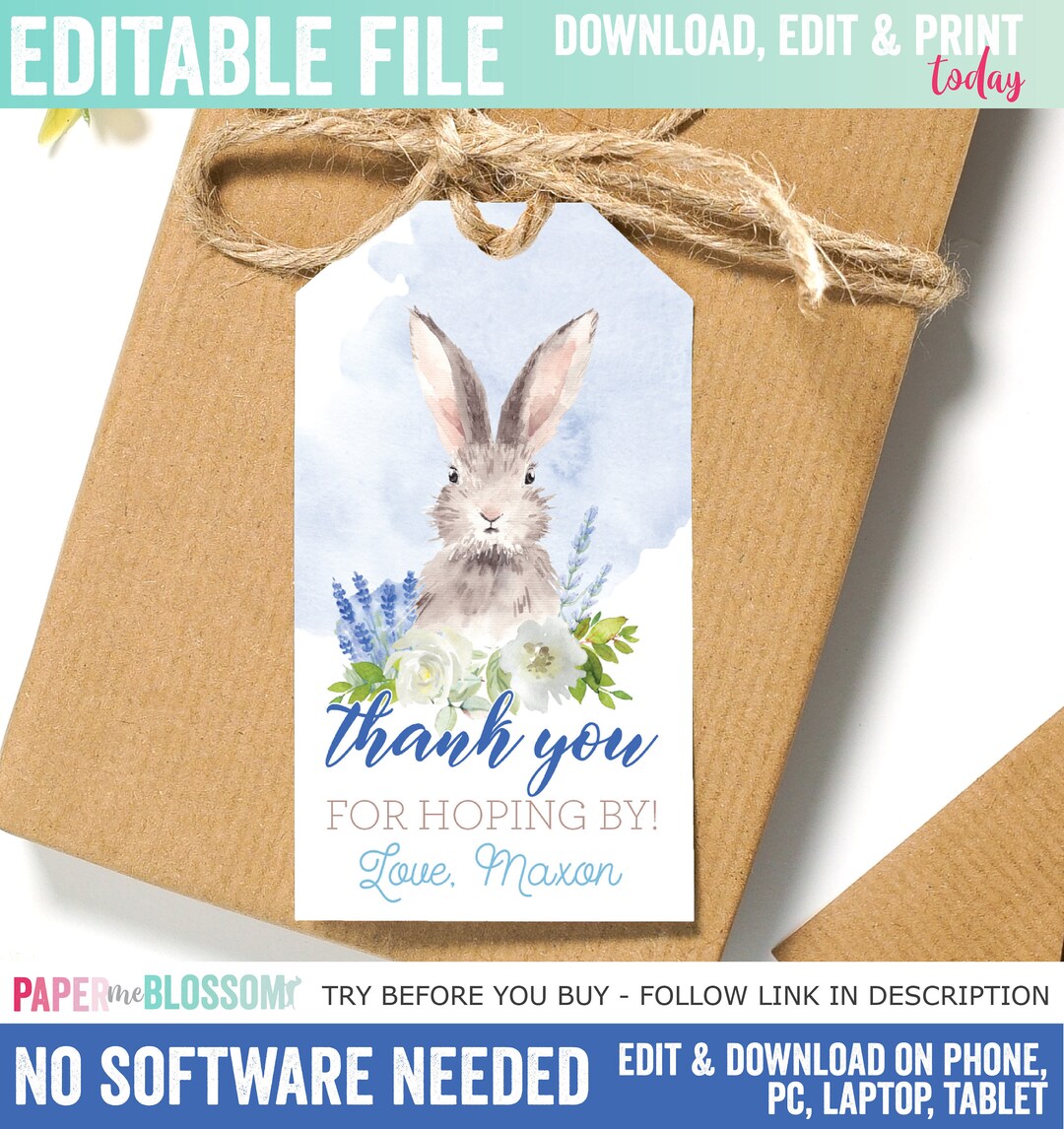 EDITABLE Easter Some Bunny is One Favor Thank You Gift Tag - Easter ...