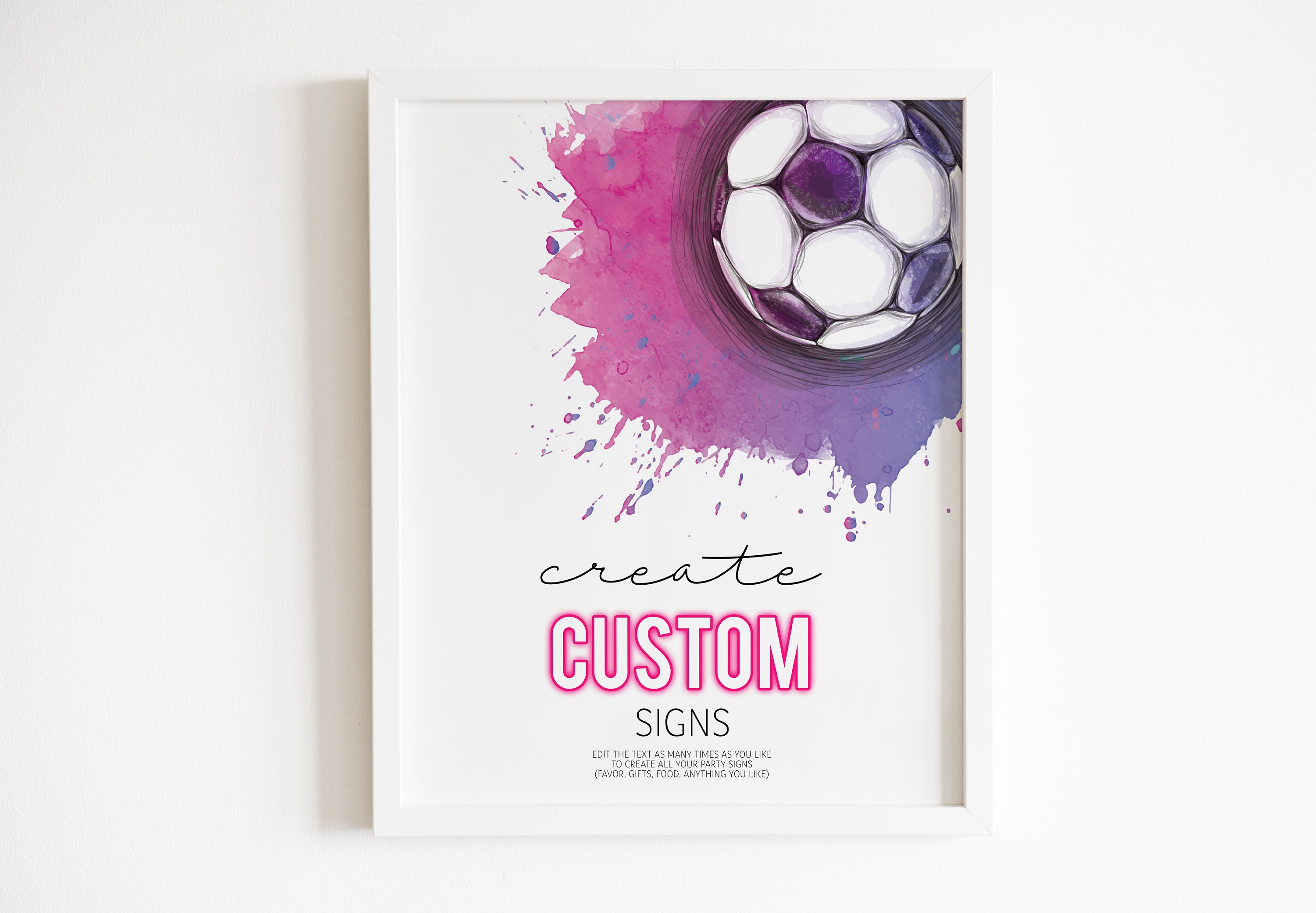 Editable Soccer Ball Girl Birthday Invitation - Let's Kick It Pink ...