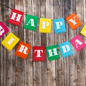 Fiesta Mexican Spanish Style Happy Birthday Banner - Rainbow Happy ...