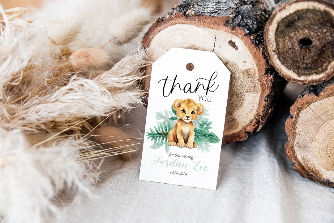 EDITABLE Lion Baby Shower Thank You Gift Tag - Lion King Baby Shower ...
