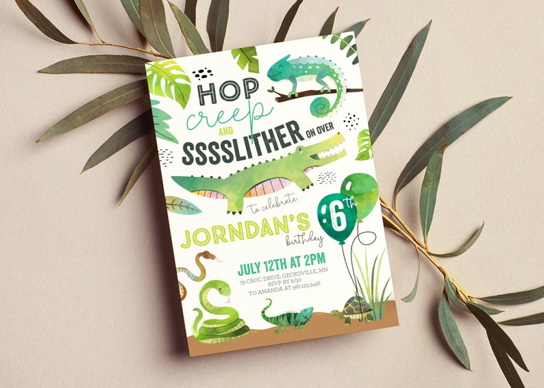 INSTANT DOWNLOAD Hop Creep and Slither Reptile Birthday Banner - Etsy