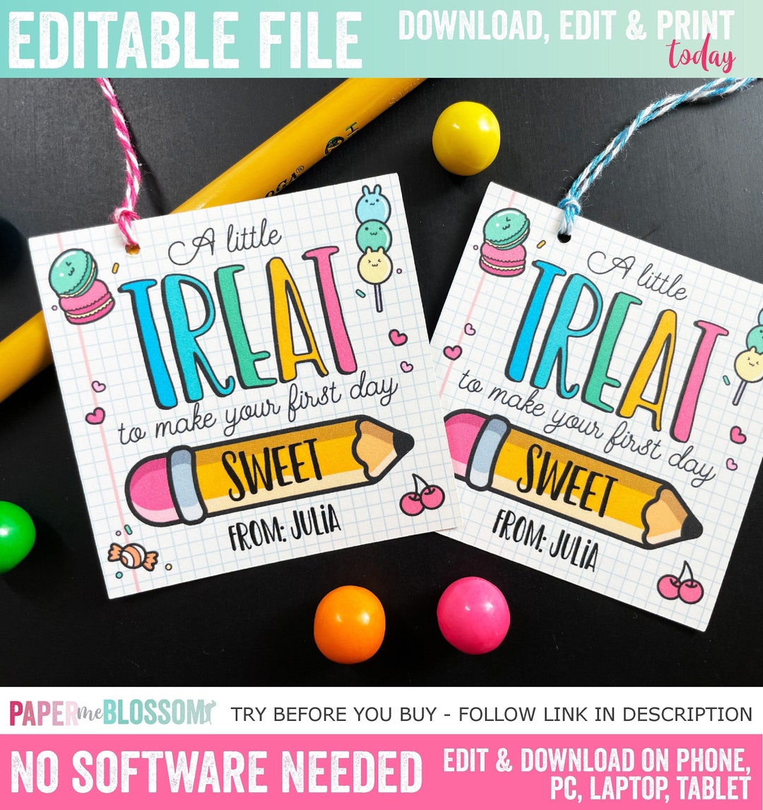 EDITABLE First Day of School Kids Gift Tag/back to School for Teacher ...