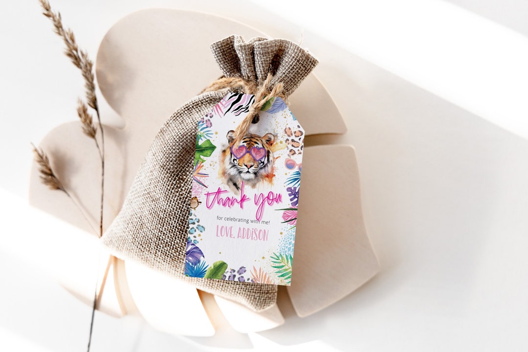 EDITABLE Calling All Party Animals Tiger Favor Thank You Gift Tag ...
