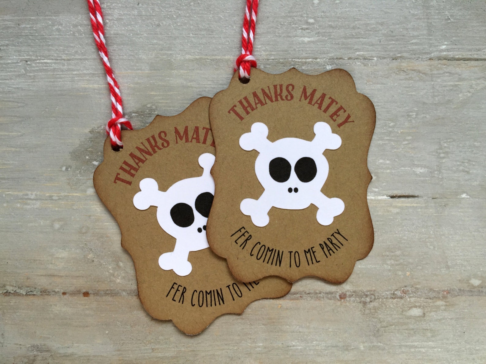 12 PIRATE Birthday Thank You Favor Tags Thanks Matey Fer - Etsy