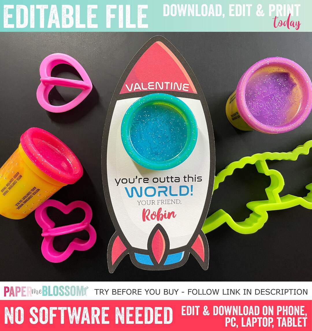 EDITABLE Valentine Play Doh Gift Exchange Kids Gift Tag - You're Out of ...