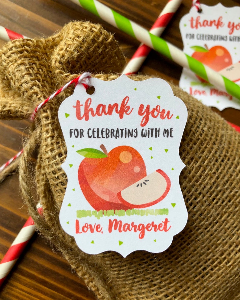 12 Apple Picking CUSTOM Birthday Favor Tags - the Apple of Our Eye ...