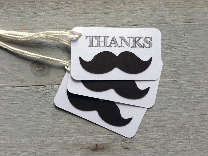 12 Mustache Thank You Tags (little Man Baby Shower / Birthday Party) - Etsy