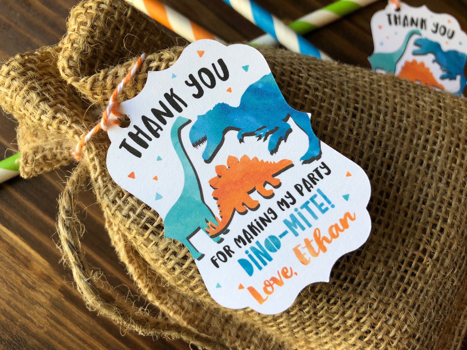 12 Dinosaur Birthday Favor Thank You Tags - Thank You for Making My ...