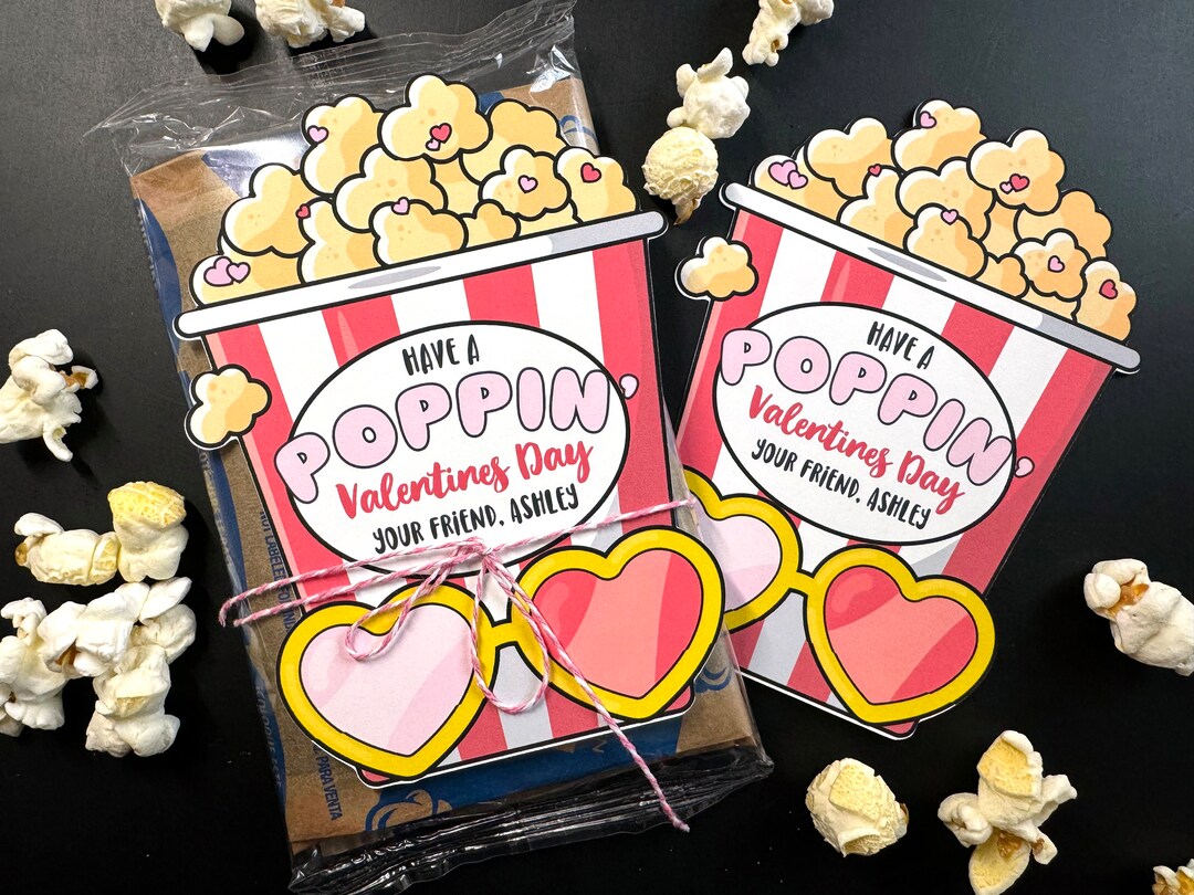 EDITABLE Popcorn Have a Poppin' Valentines Day Kids Gift Tag ...