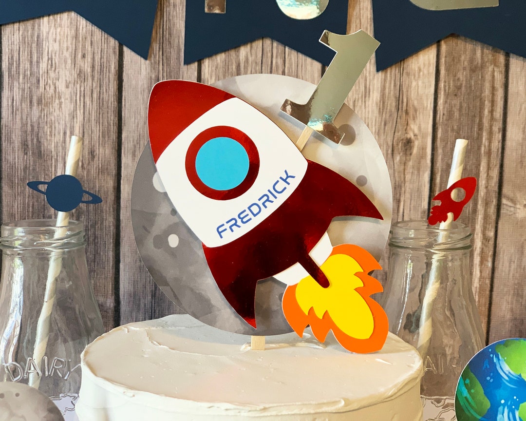 Astronaut Space Rocket Moon Cake Topper - Space Astronaut First ...