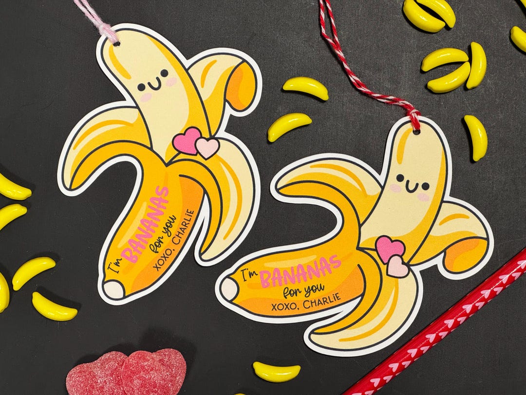 EDITABLE Valentine's I'm Bananas for You Valentine Day Kids Gift Tag ...