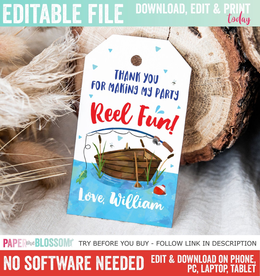 EDITABLE It's O-fish-al Fishing Favor Thank You Gift Tag - Reel Fun ...