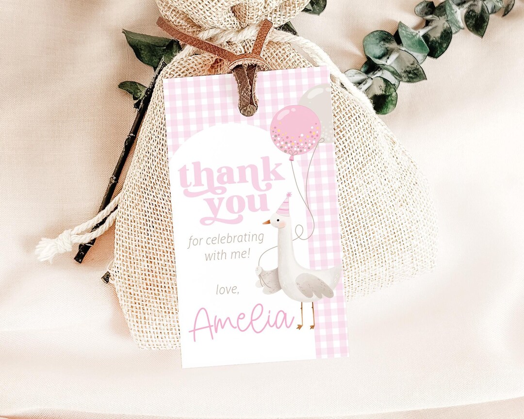 Editable Our Silly Goose Birthday Thank You Favor Tag - Pink Girl Farm ...