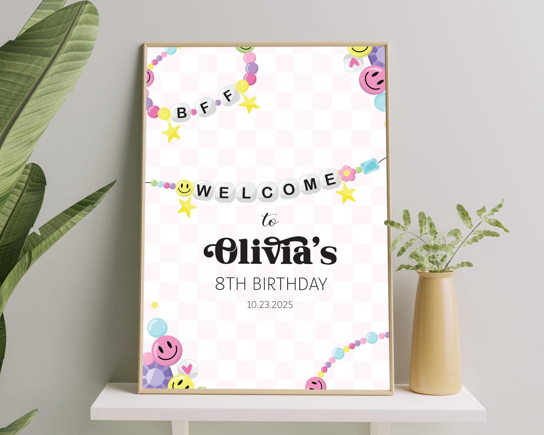 EDITABLE Friendship Bracelet Birthday Shower Welcome Poster - Beastie ...