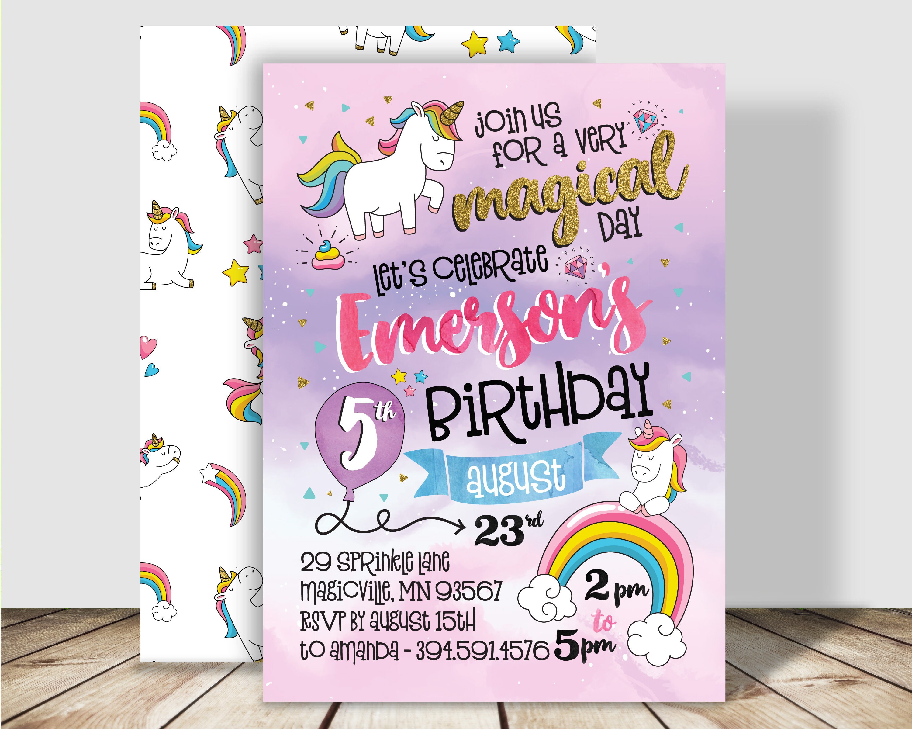 Magical Unicorn Birthday Favor Thank You Gift Tag 2x3 DIY - Etsy