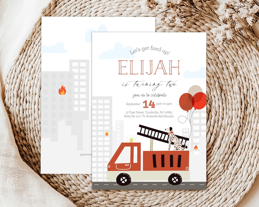 Editable Fire Truck Birthday Invitation - Let's Get Fired up ...