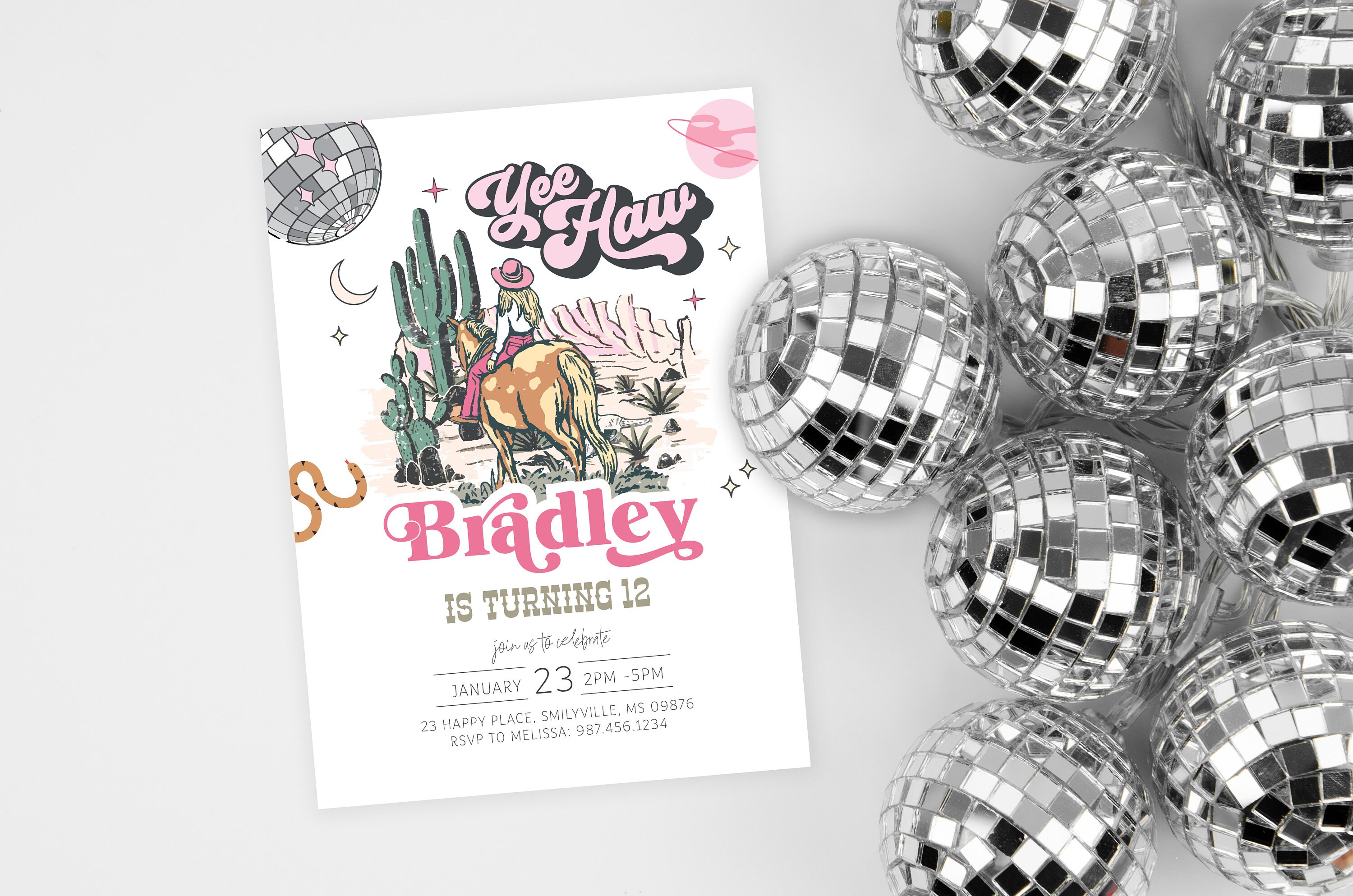 EDITABLE Space Cowgirl Birthday Welcome Poster - Retro Cosmic Space ...