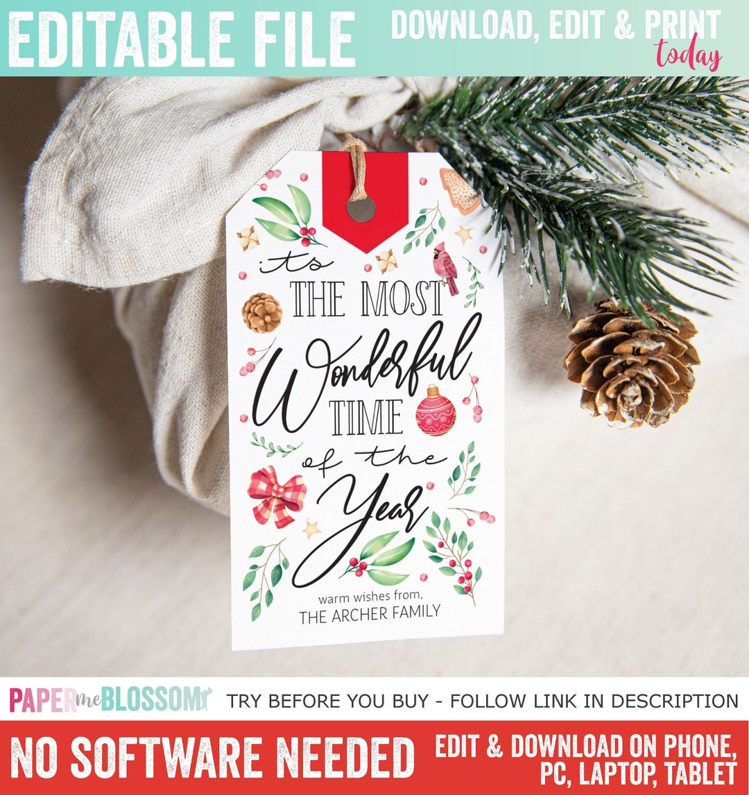 It's the Most Wonderful Time of the Year Christmas Gift Tag - Classic ...